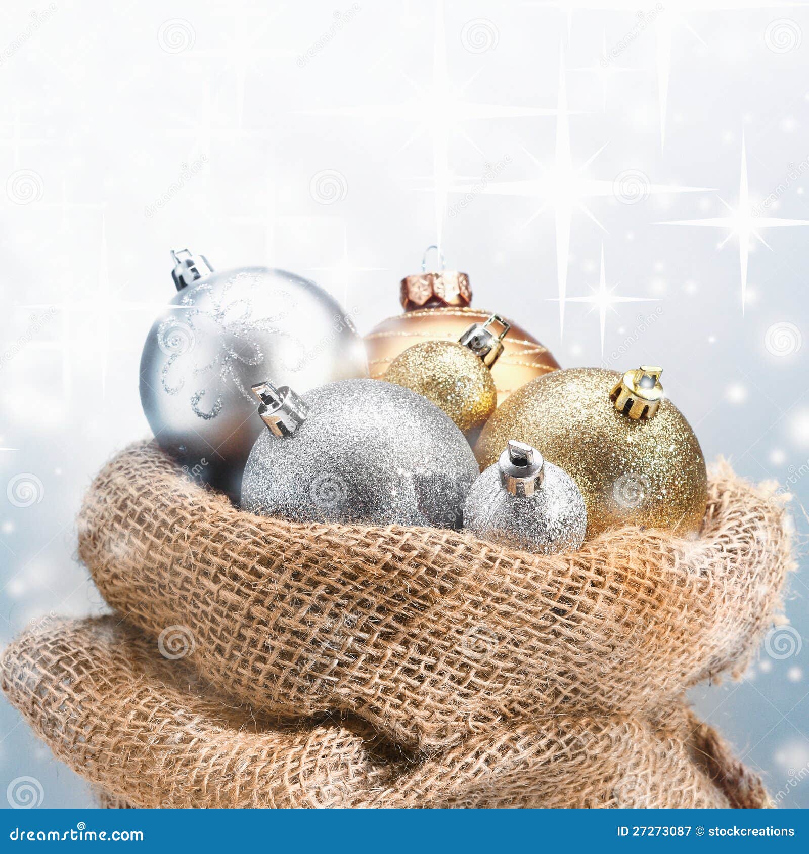Sack Full of Christmas Decorations Stock Image - Image of decorative ...