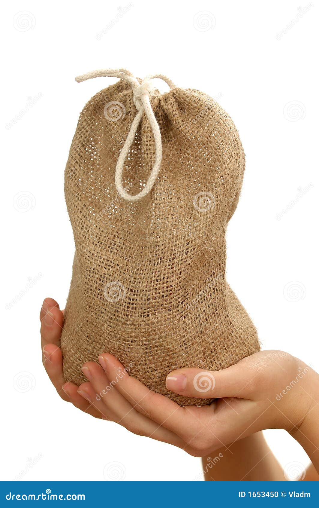 Sack in the hands stock photo. Image of brown, bank, mill - 1653450