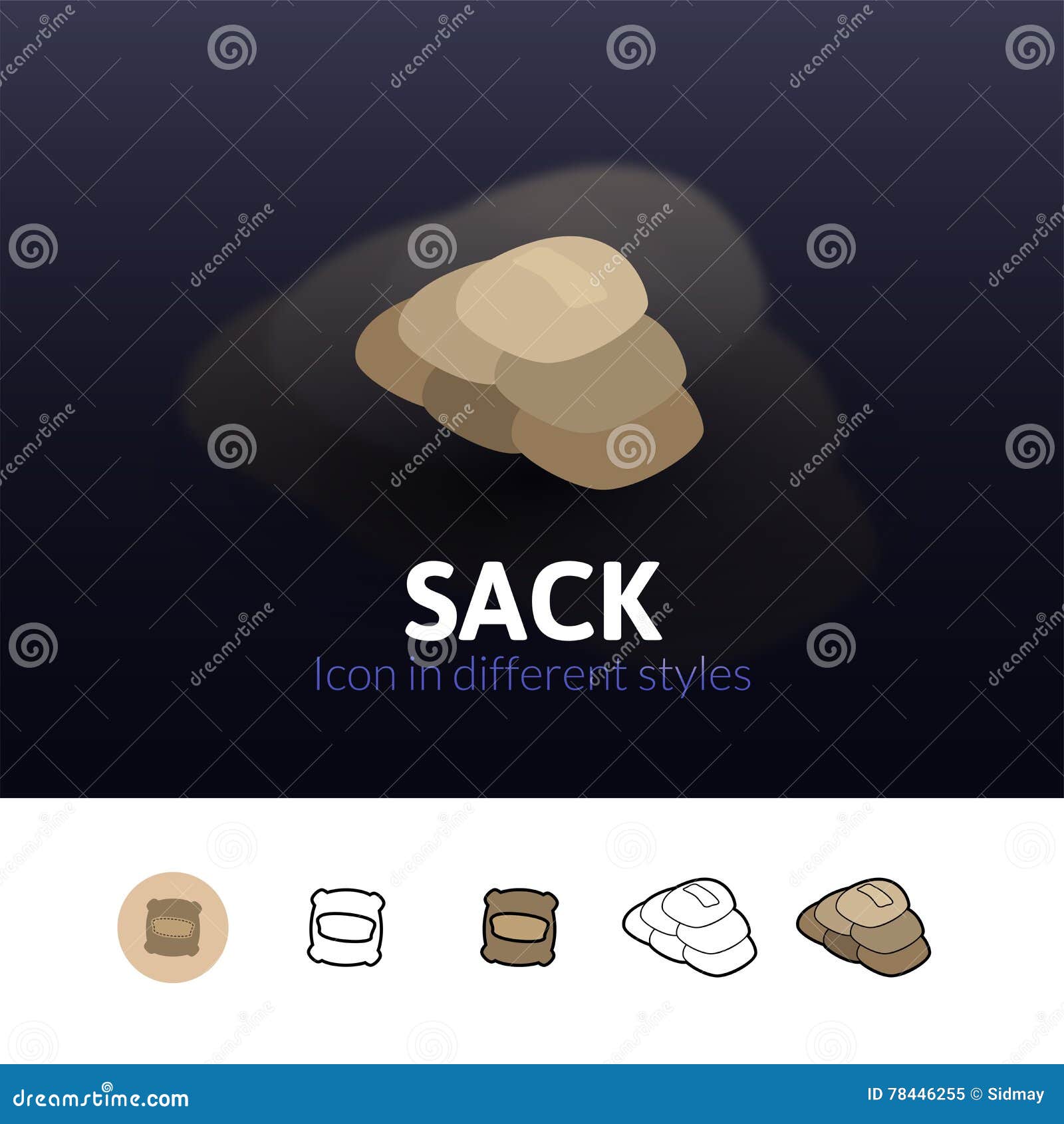 Sack Icon in Different Style Stock Vector - Illustration of icon, beige ...