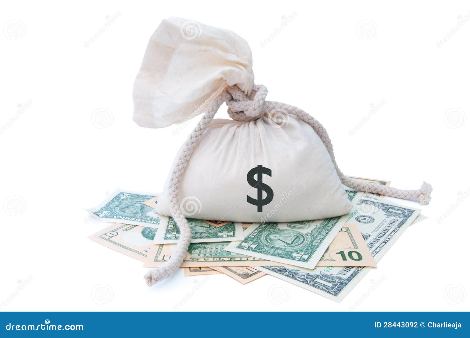 Sack and money stock photo. Image of cash, savings, salary - 28443092