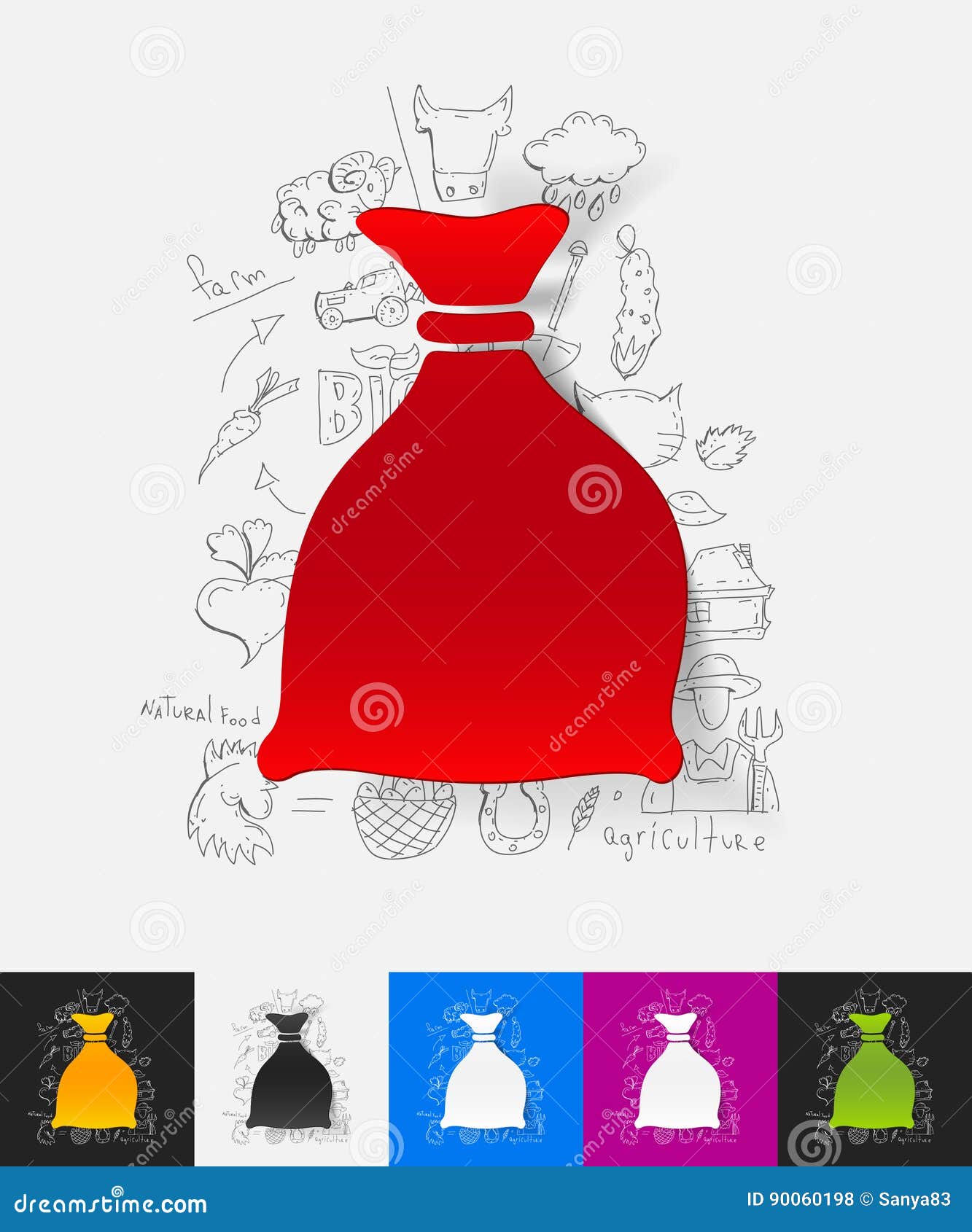 Sack Paper Sticker with Hand Drawn Elements Stock Vector - Illustration ...