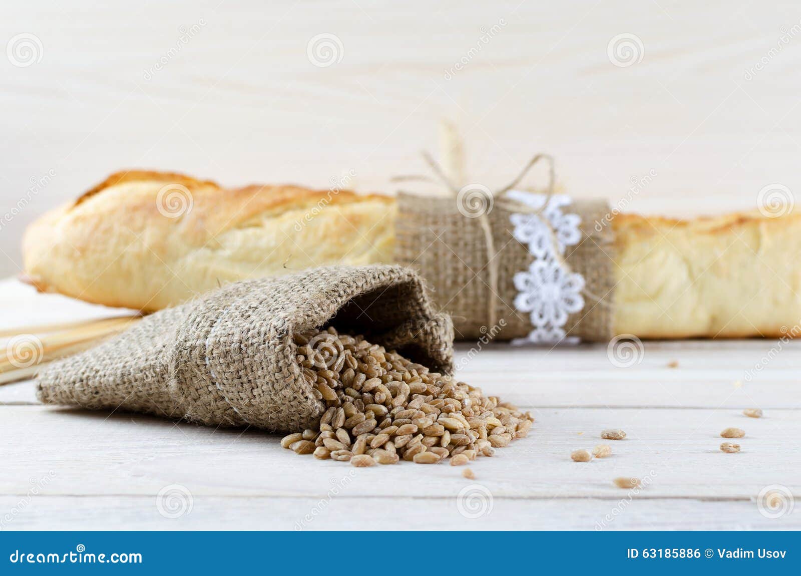 Sack of wheat grains stock photo. Image of bread, corn - 63185886