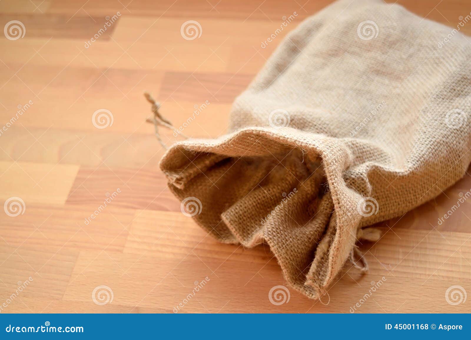 Sack on the wood table stock photo. Image of fashioned - 45001168