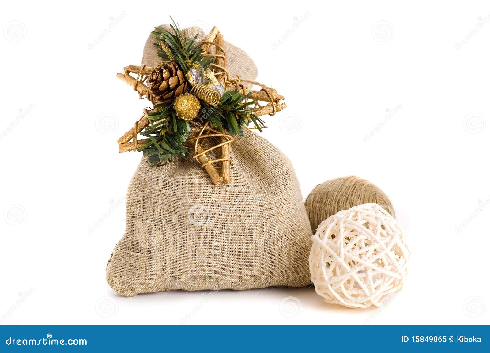 Sack with xmas decoration stock image. Image of sack - 15849065