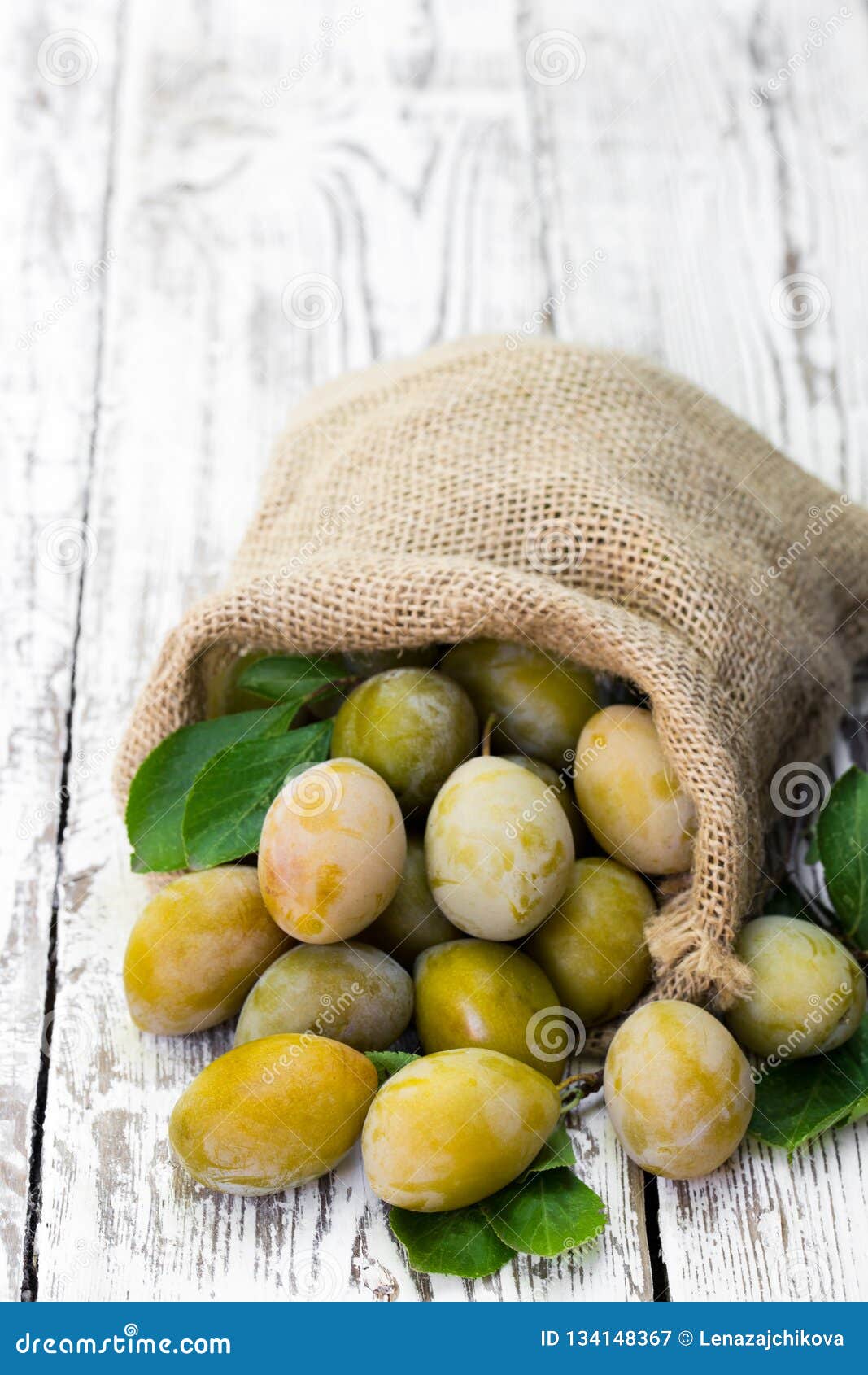 Sackcloth Bag Full of Fresh Yellow Plums Stock Image - Image of flavour ...
