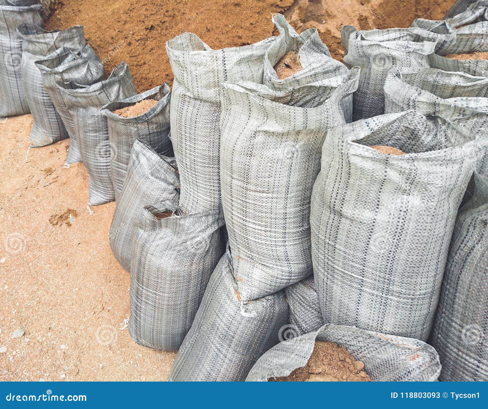 Sacks with Building Materials - Sand and Gravel Stock Image - Image of ...