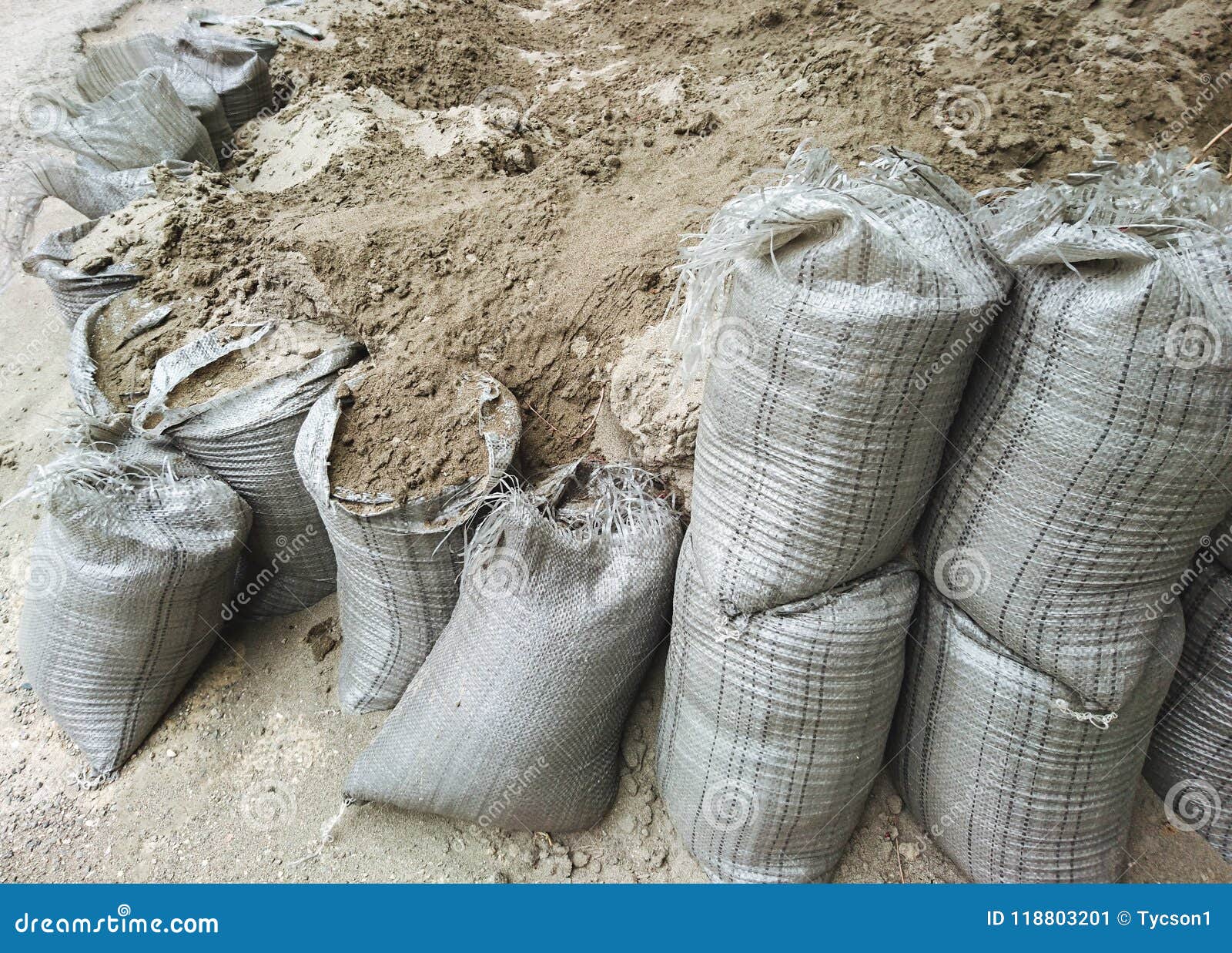 Sacks with Building Materials - Sand and Gravel Stock Image - Image of ...