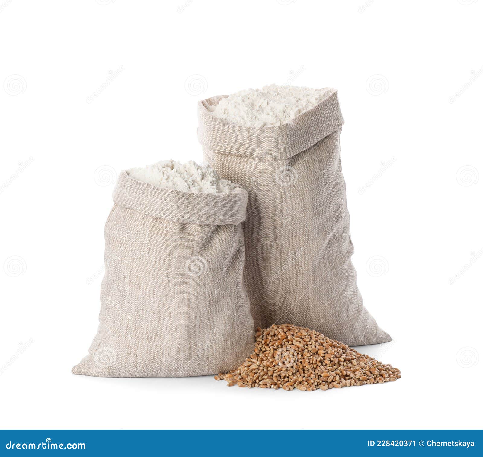 Sacks with Flour and Grains on White Background Stock Image - Image of ...