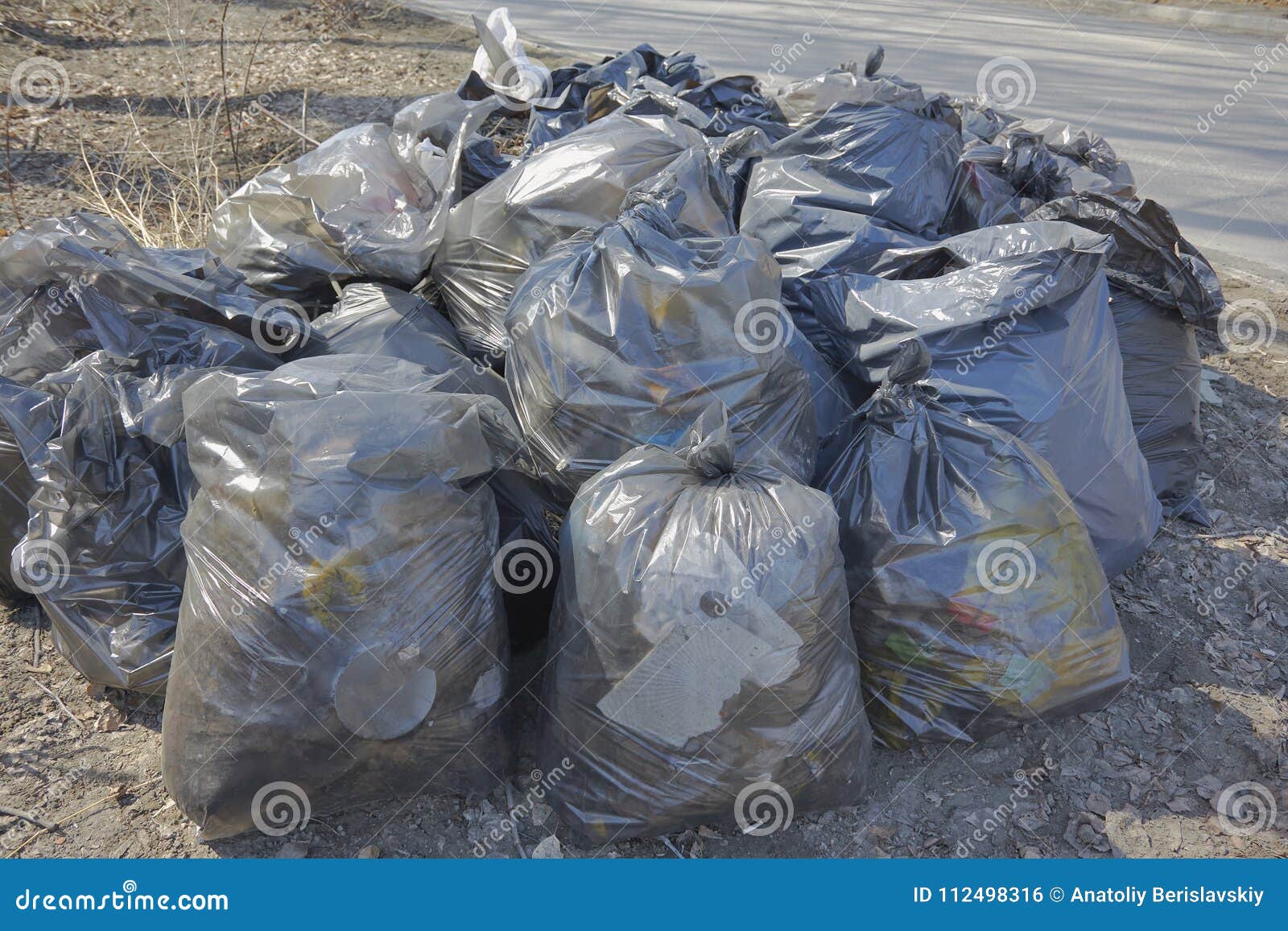 Sacks of garbage stock photo. Image of dump, liner, knot - 112498316