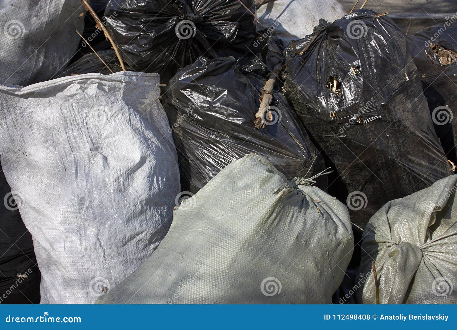 Sacks of garbage stock photo. Image of package, junk - 112498408