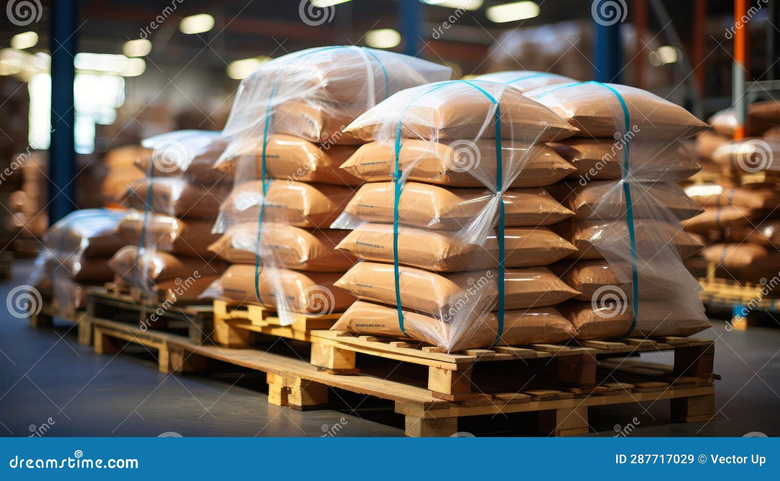 Sacks of Goods in Modern Warehouse. Transport Shipping. Generative AI ...