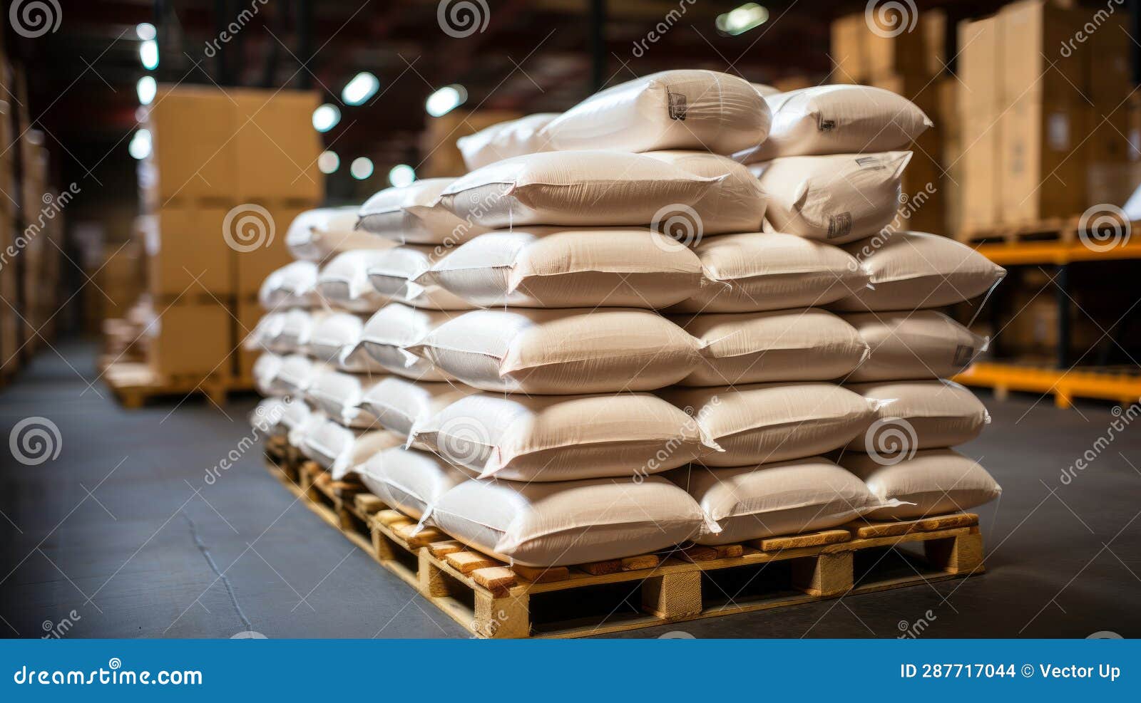 Sacks of Goods in Modern Warehouse. Transport Shipping. Generative AI ...
