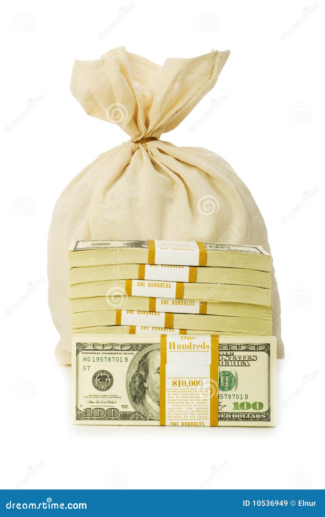 Sacks of money isolated stock image. Image of credit - 10536949