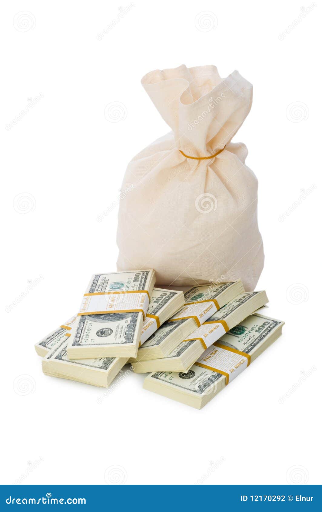 Sacks of money isolated stock photo. Image of canvas - 12170292
