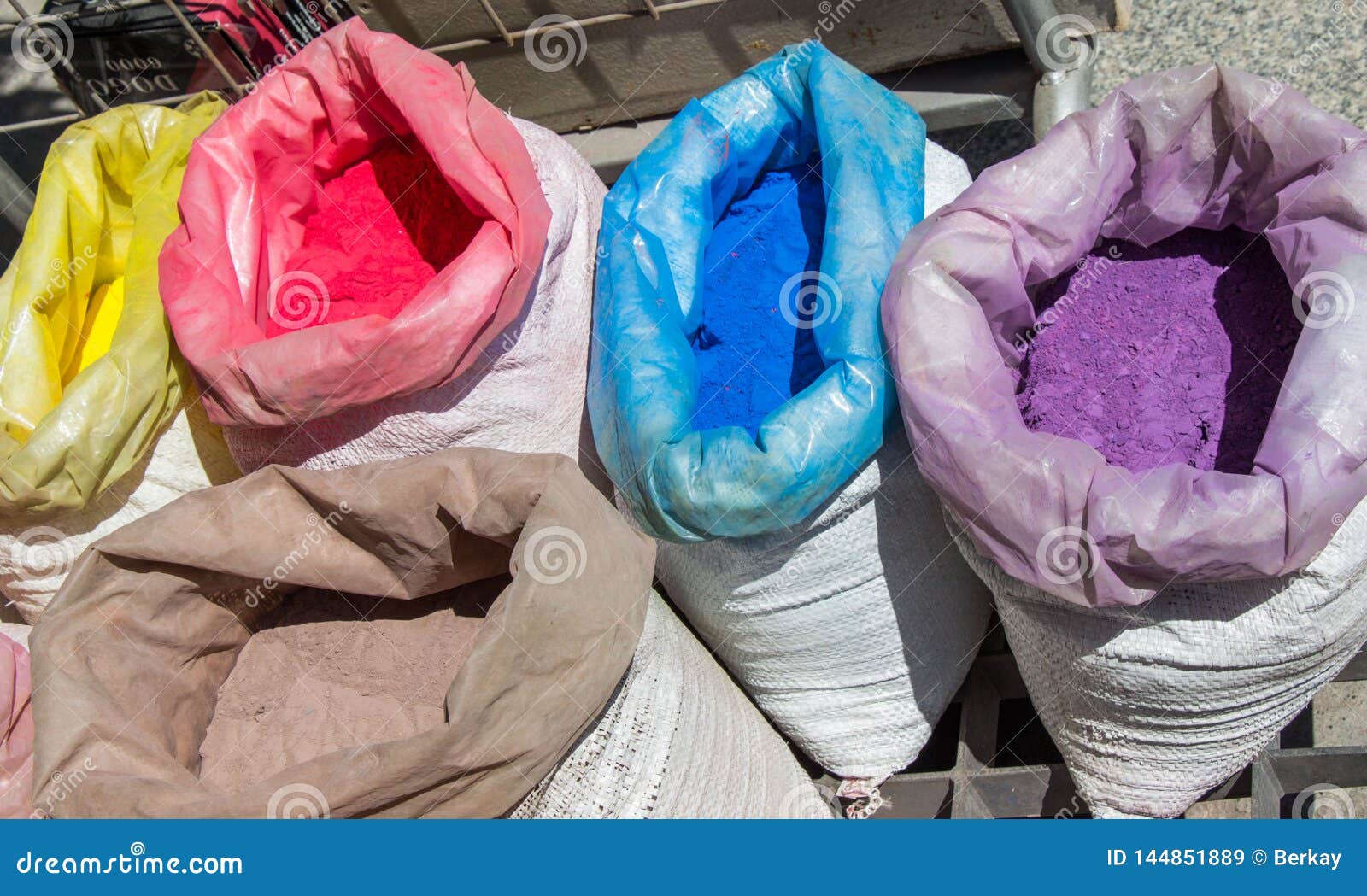 Sacks with Paint Pigment in Different Colors Stock Image - Image of ...