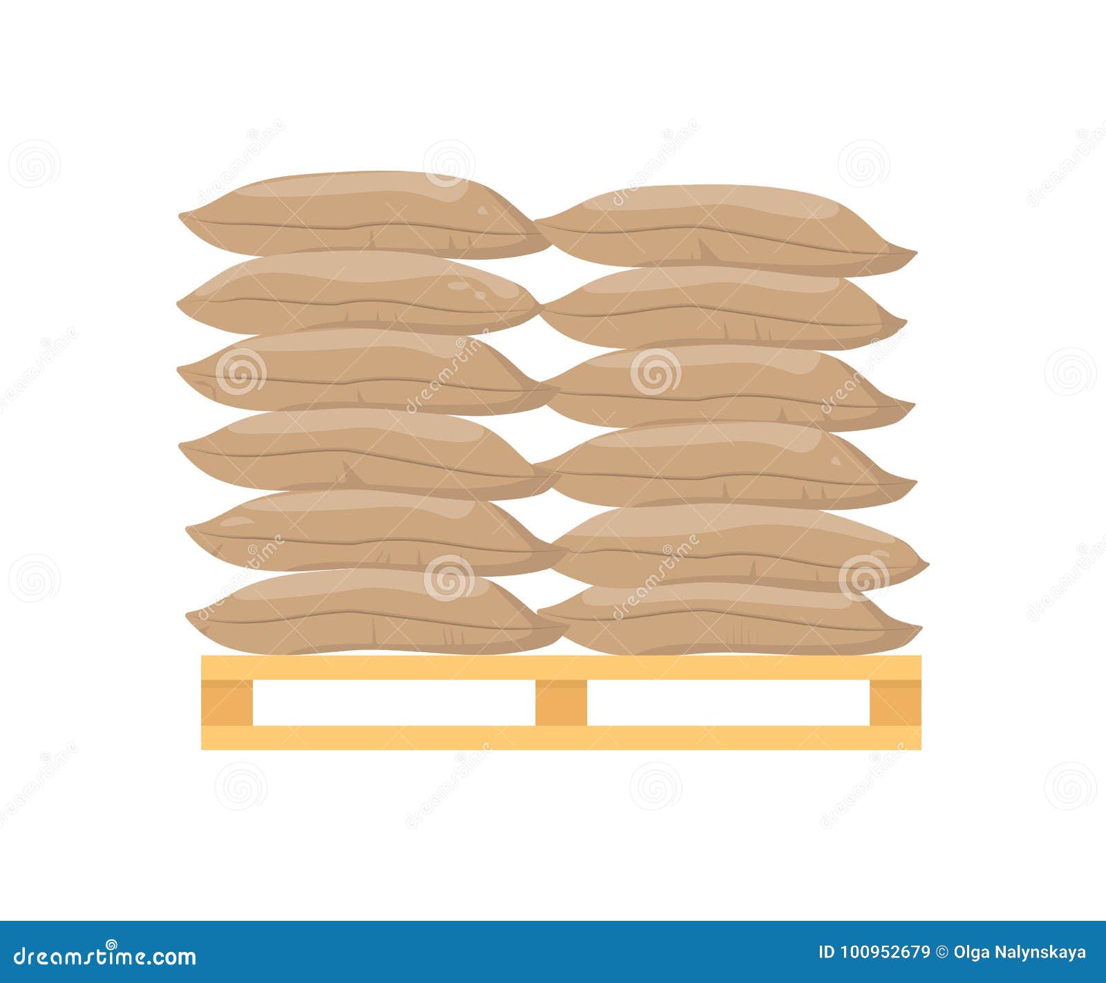 Sacks on Pallet Icon stock vector. Illustration of delivery - 100952679