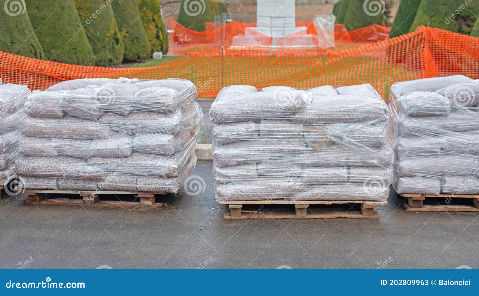 Sacks Pallets Construction Site Stock Image - Image of cargo ...