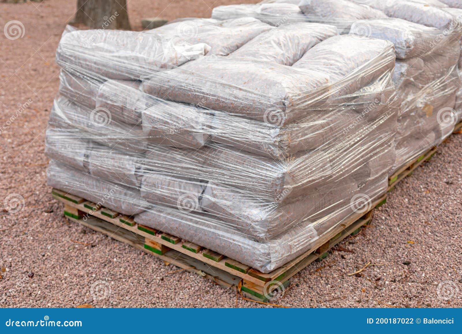 Sacks at Pallets stock photo. Image of wrapped, equipment - 200187022