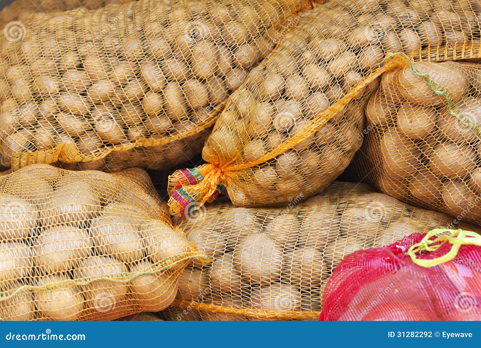 Sacks of potatoes stock photo. Image of stand, heap, farmers - 31282292