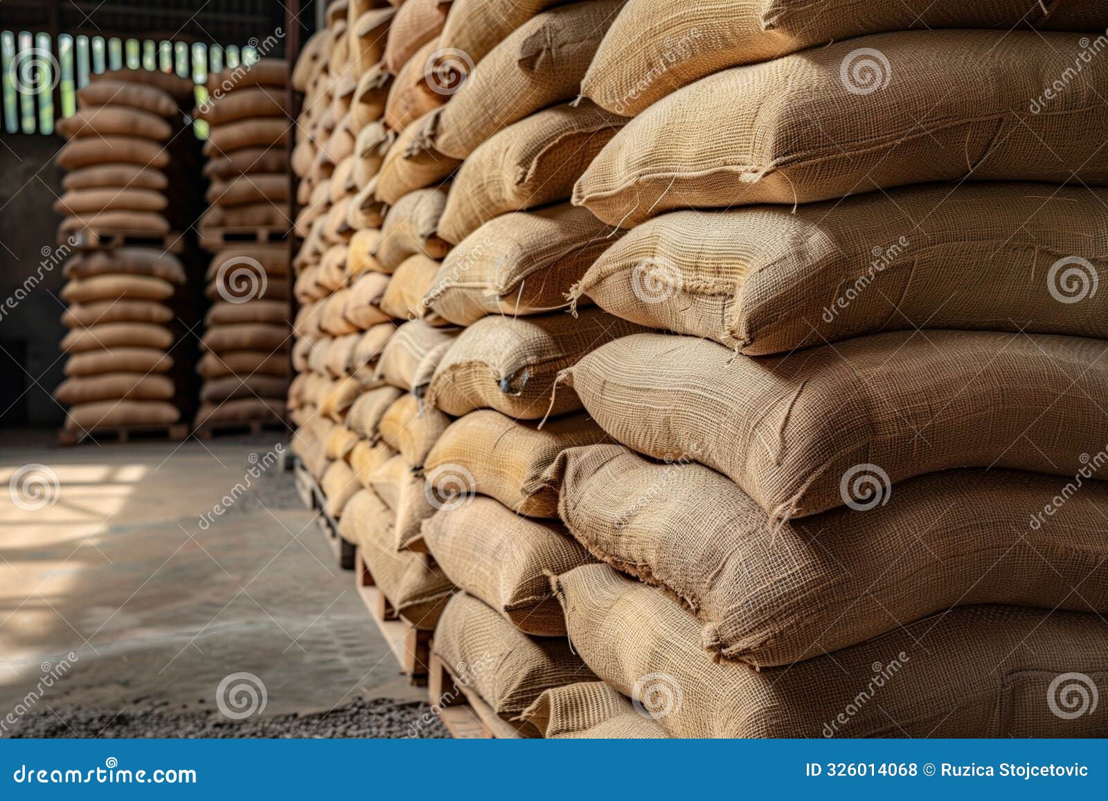 Sacks of Rice in the Warehouse Ai Photo Stock Illustration ...