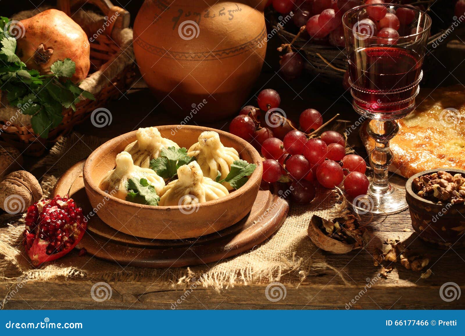 Sacks from the Test with a Meat Stuffing Prepared on Pair Stock Photo ...