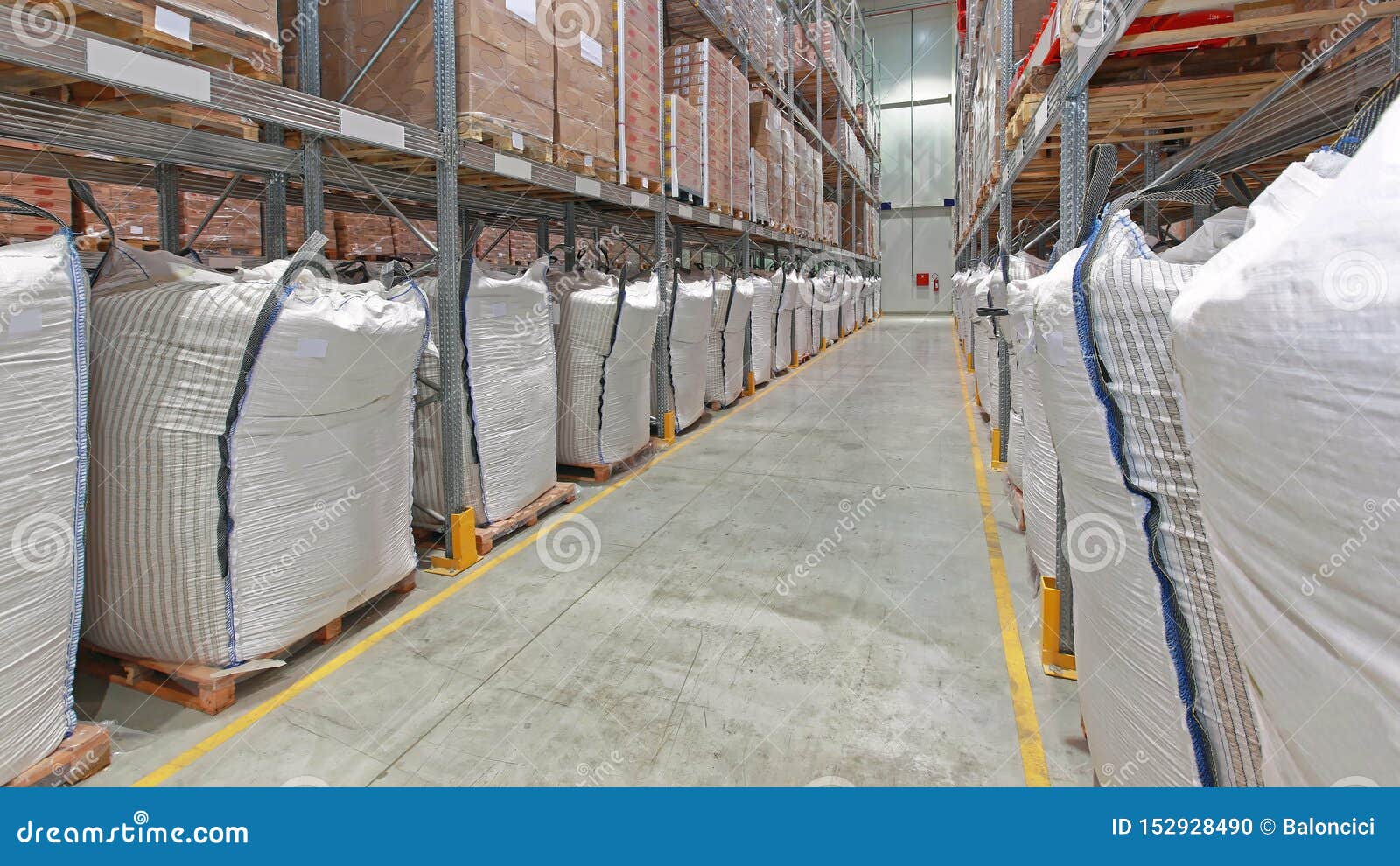 Sacks Warehouse stock photo. Image of shelf, interior - 152928490