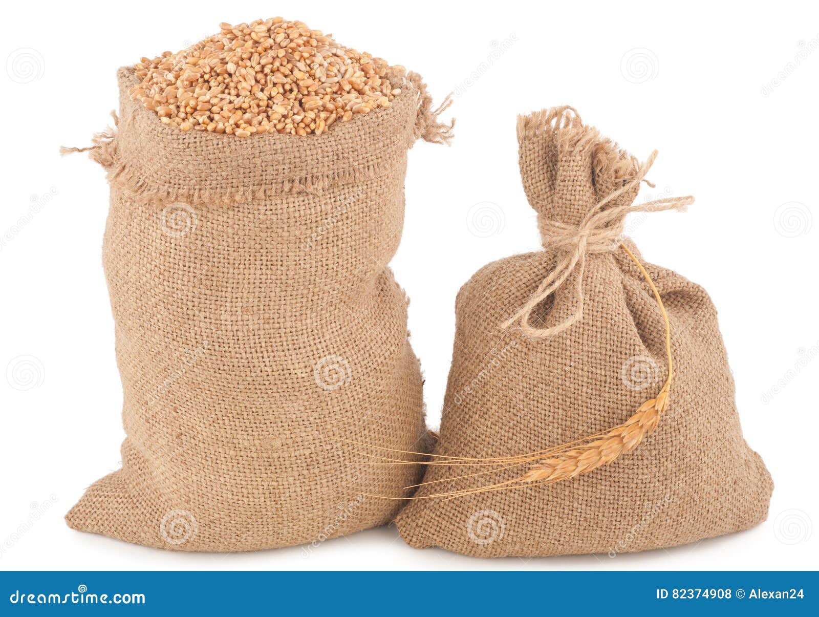 Sacks of wheat grains stock photo. Image of burlap, agricultural - 82374908