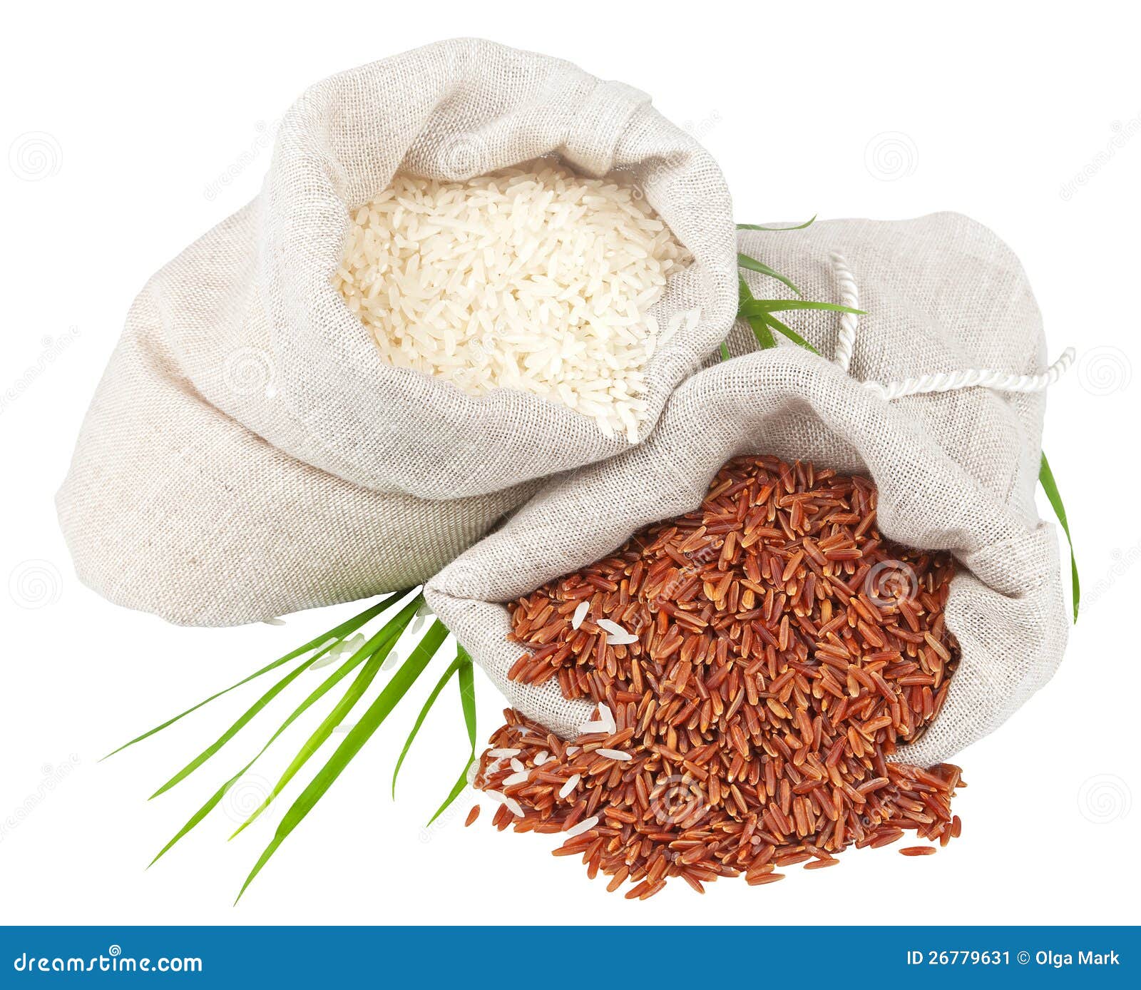 Sacks of White and Red Rice Stock Image - Image of isolated, harvest ...