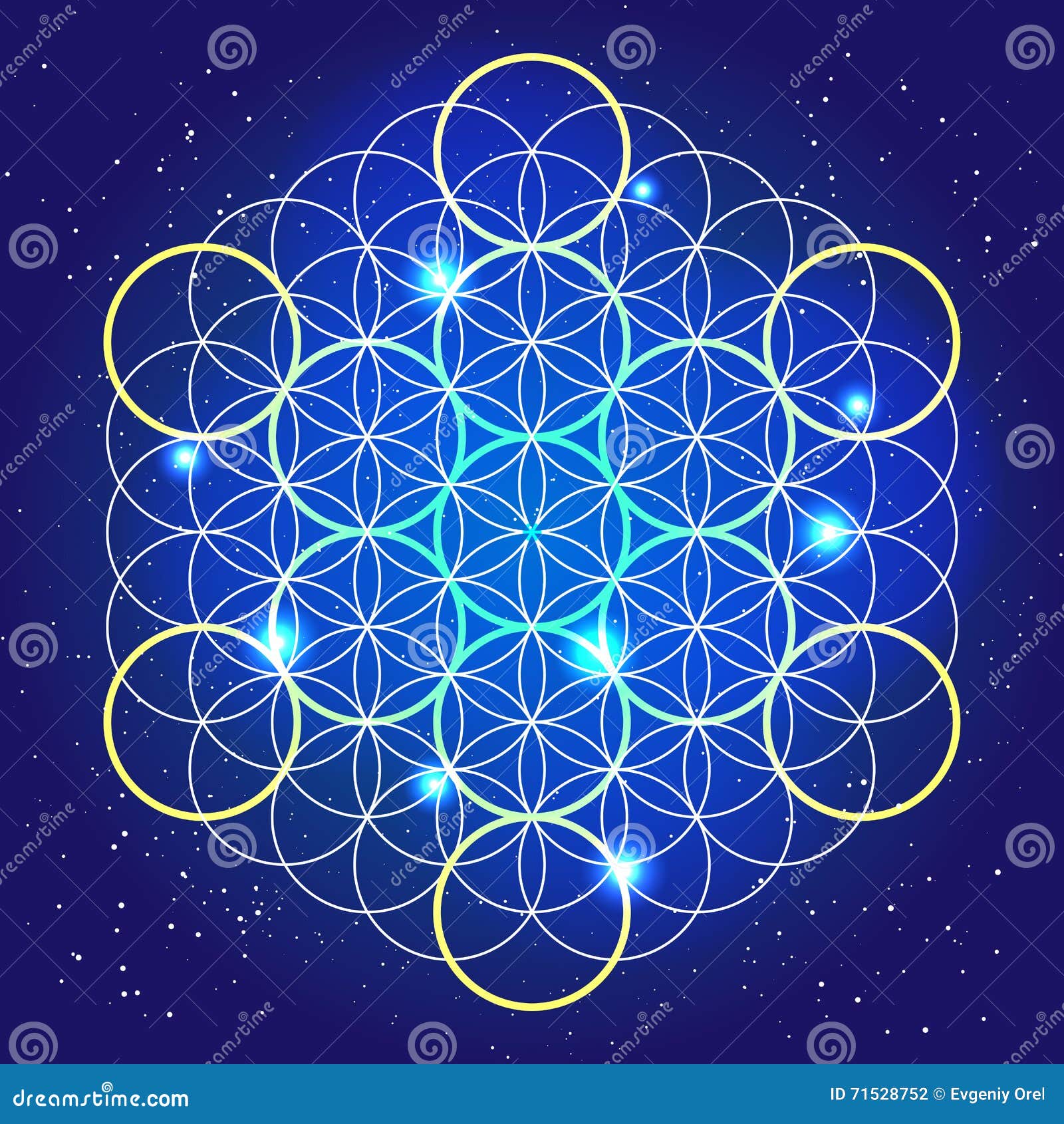 Sacral Geometry. Cosmic Rounds in the Sky. Stock Vector - Illustration ...