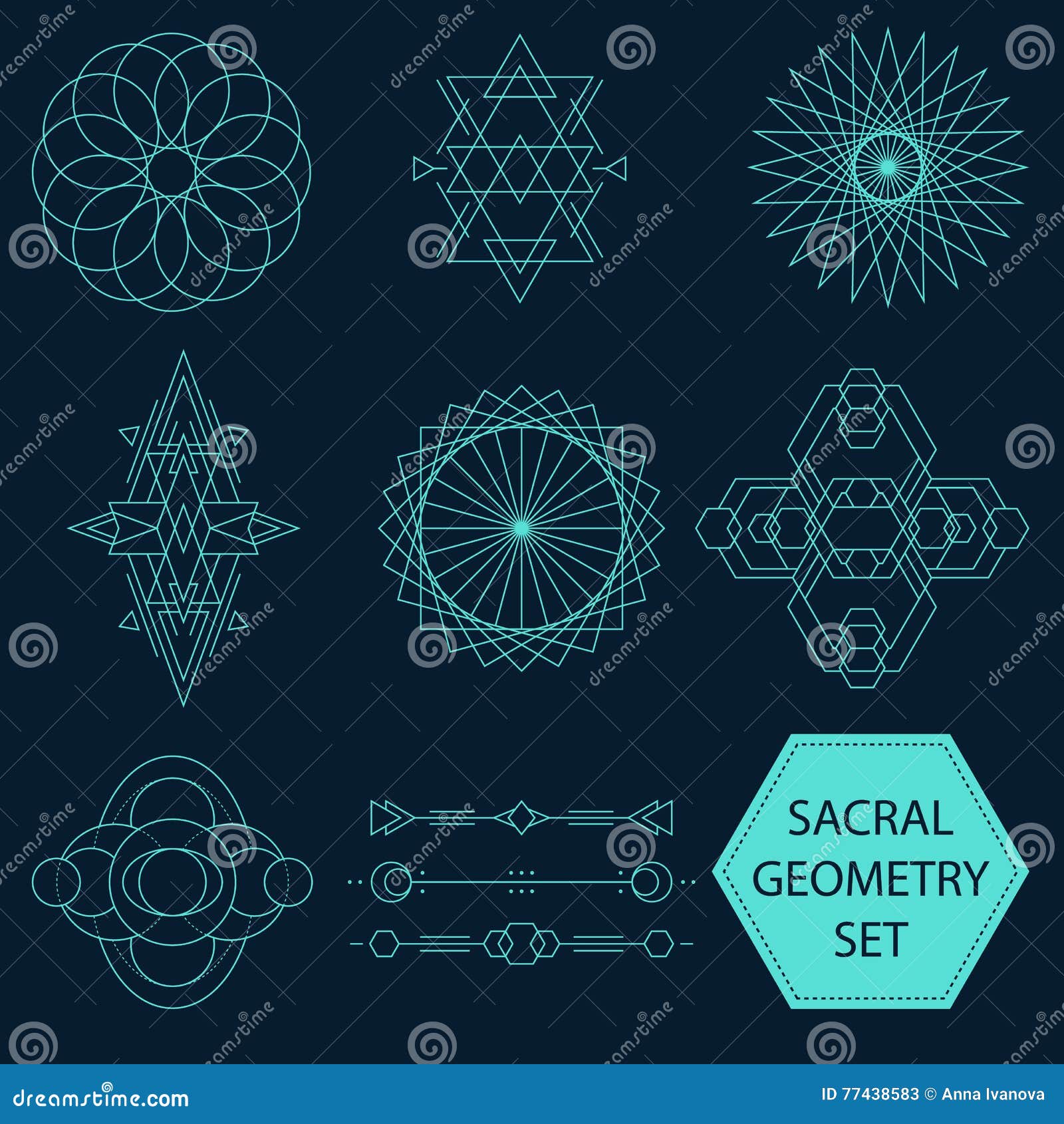 Sacral Geometry Vector Set stock vector. Illustration of chakra - 77438583