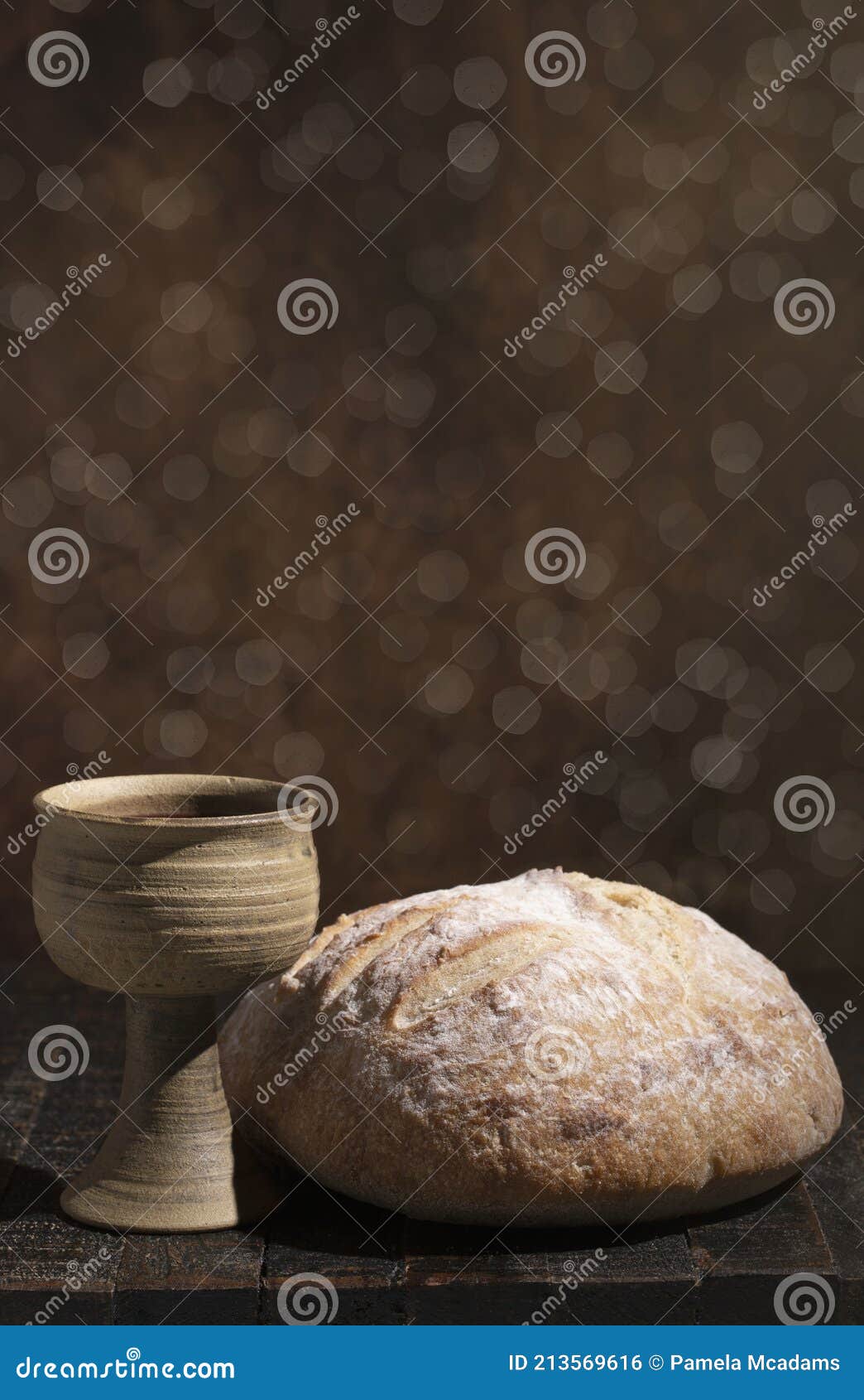 Sacrament of Holy Communion on a Dark Wooden Table Stock Photo - Image ...