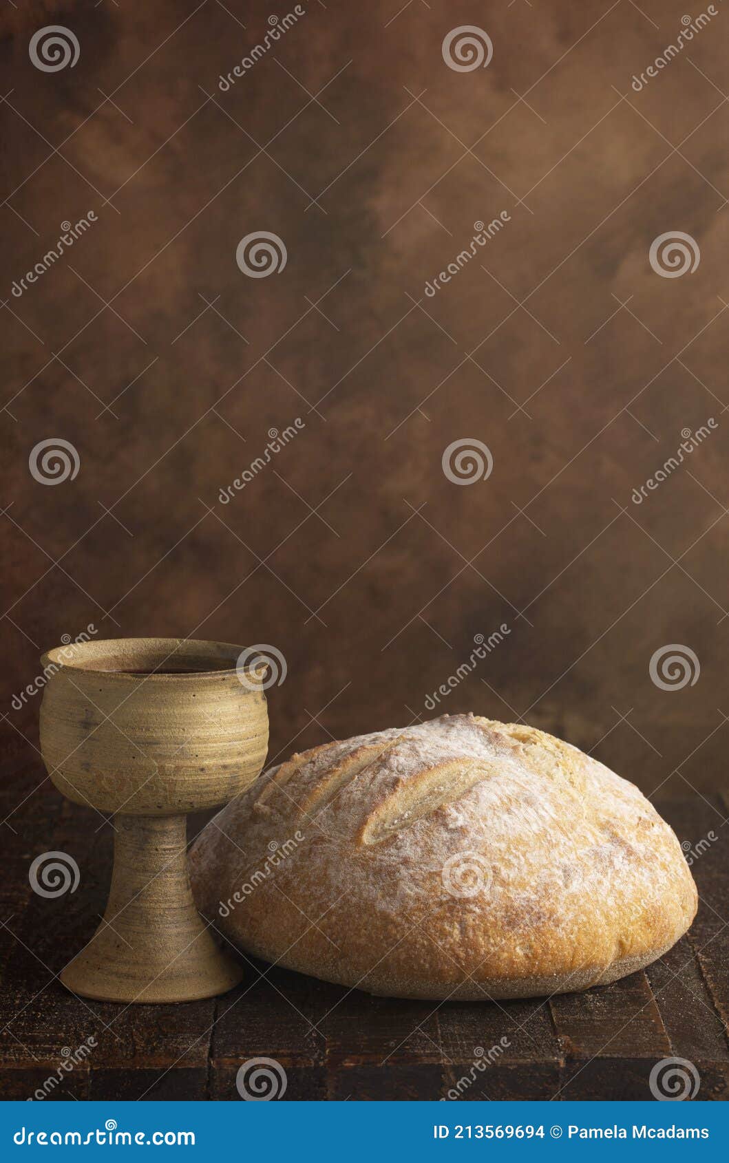 Sacrament of Holy Communion on a Dark Wooden Table Stock Photo - Image ...