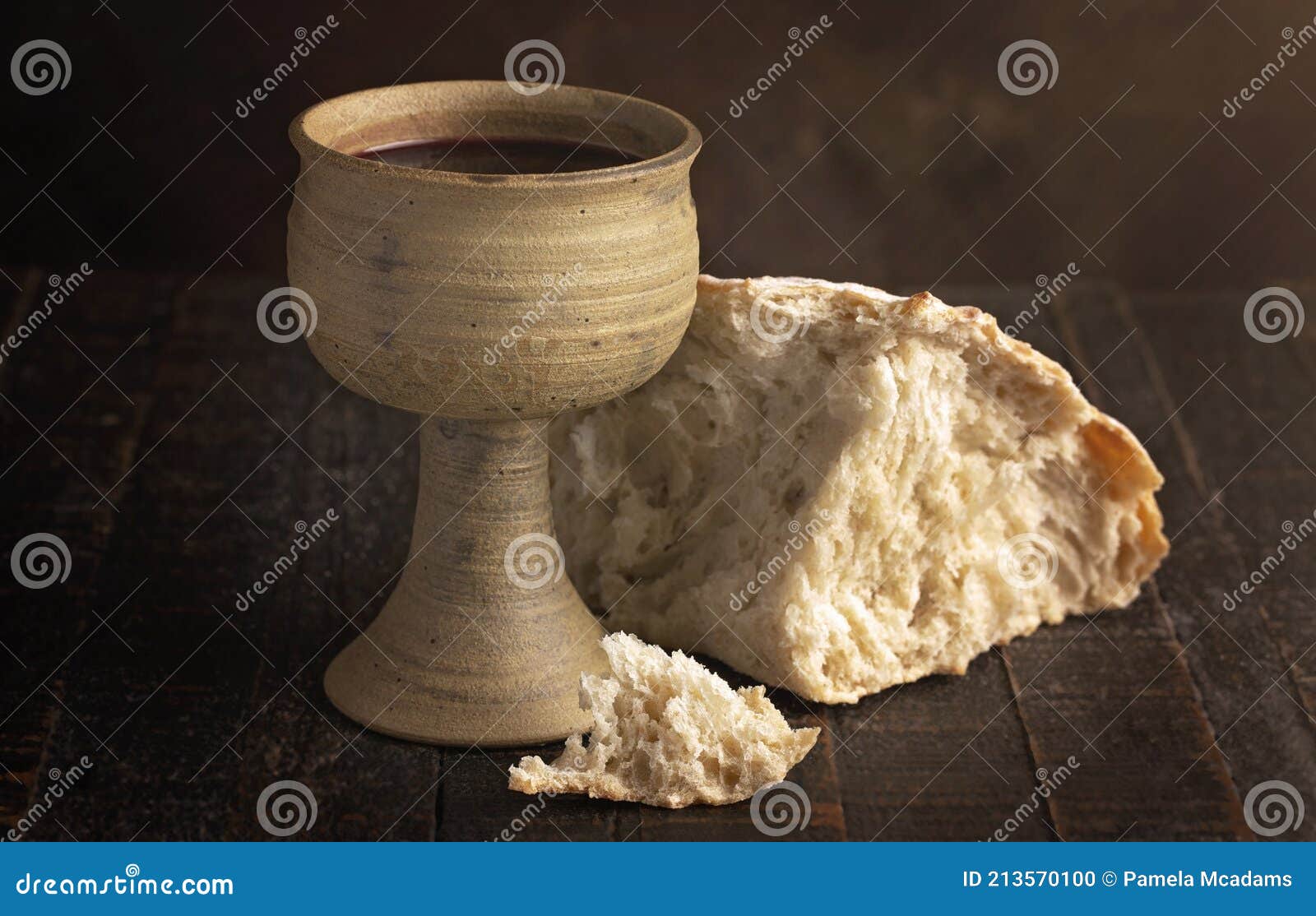 Sacrament of Holy Communion on a Dark Wooden Table Stock Photo - Image ...