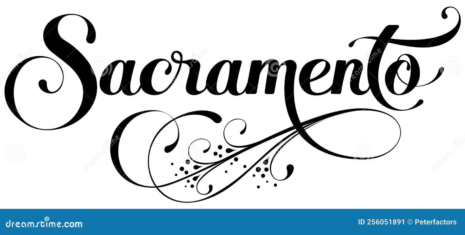 Sacramento - Custom Calligraphy Text Stock Vector - Illustration of ...