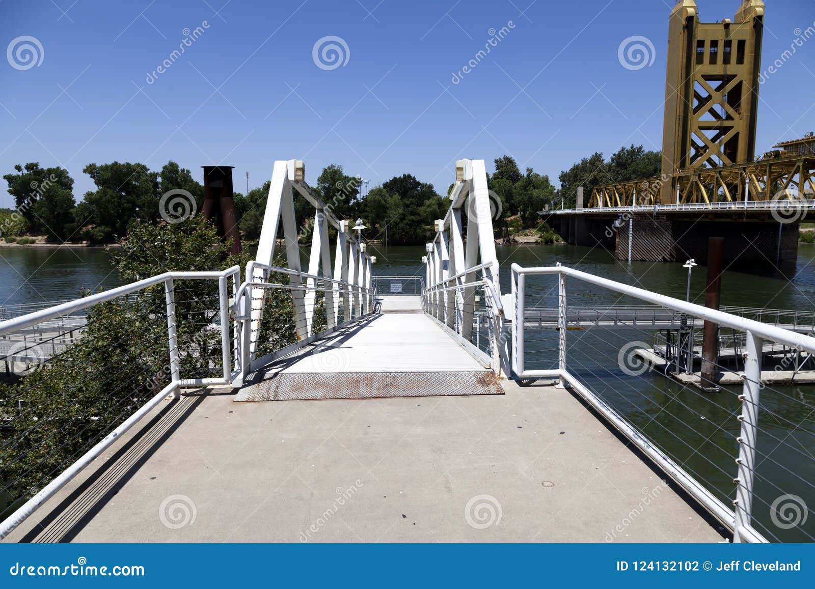 Sacramento River Waterfront Tower Bridge Blue Sky Stock Photo - Image ...