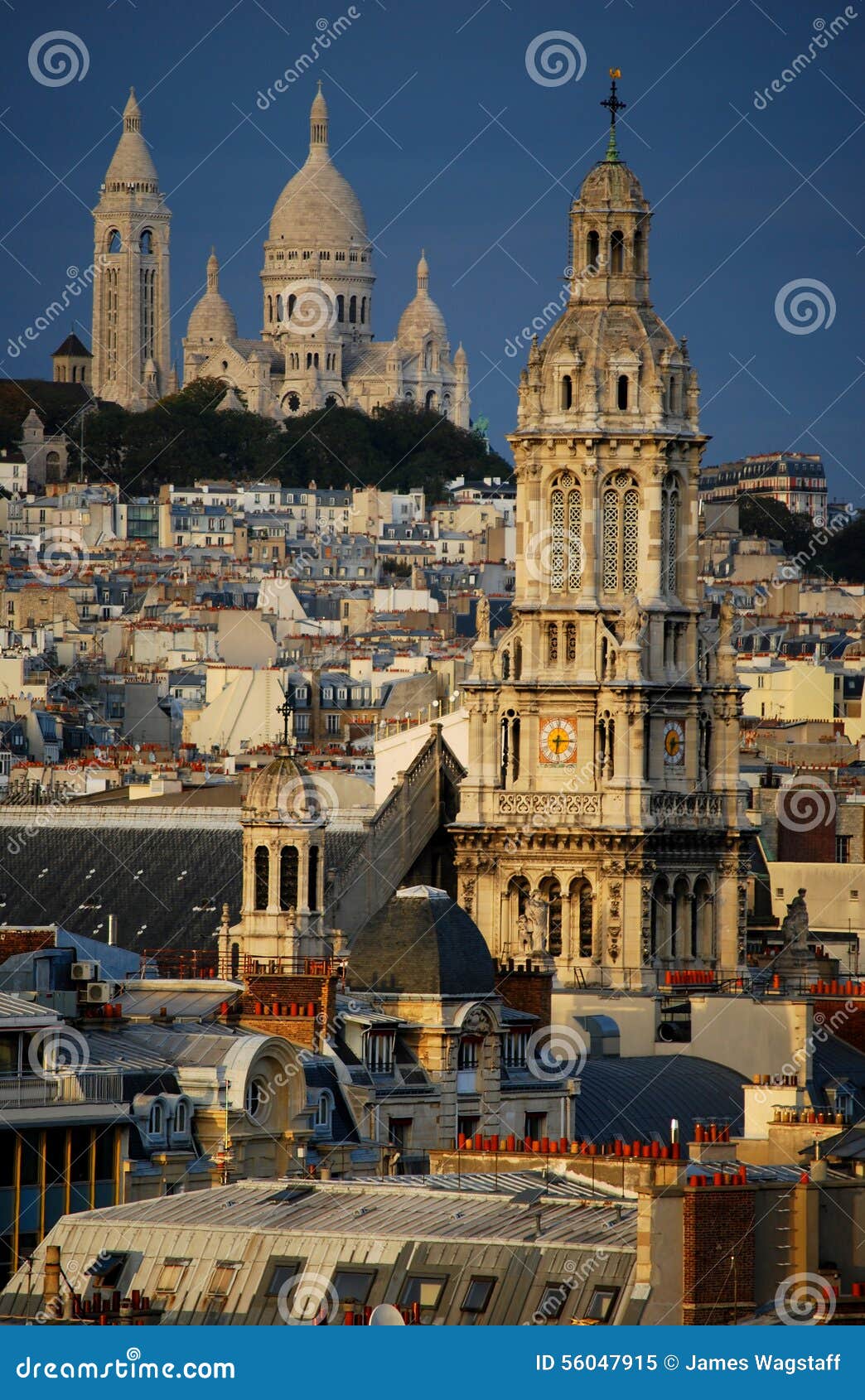 Sacre Coeur on the hill stock image. Image of rooftop - 56047915
