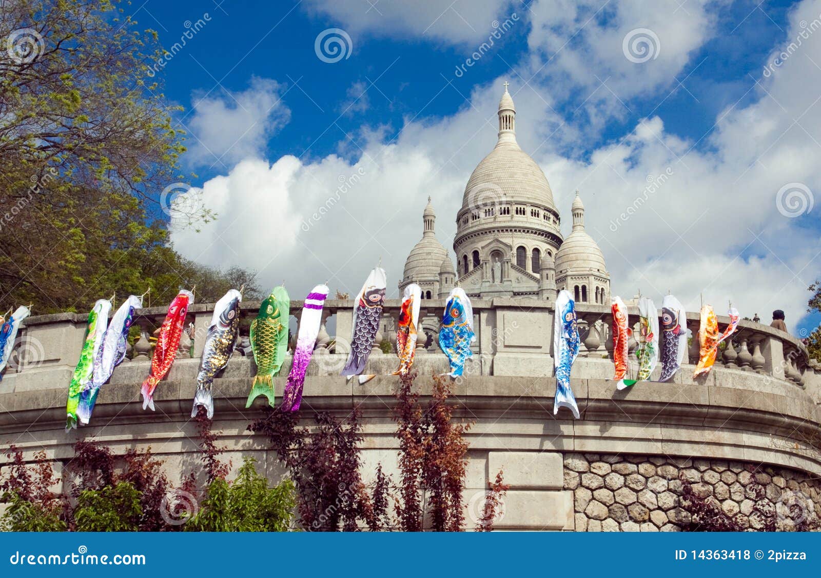 Sacre Couer and Chinese Windsocks Stock Photo - Image of spring ...