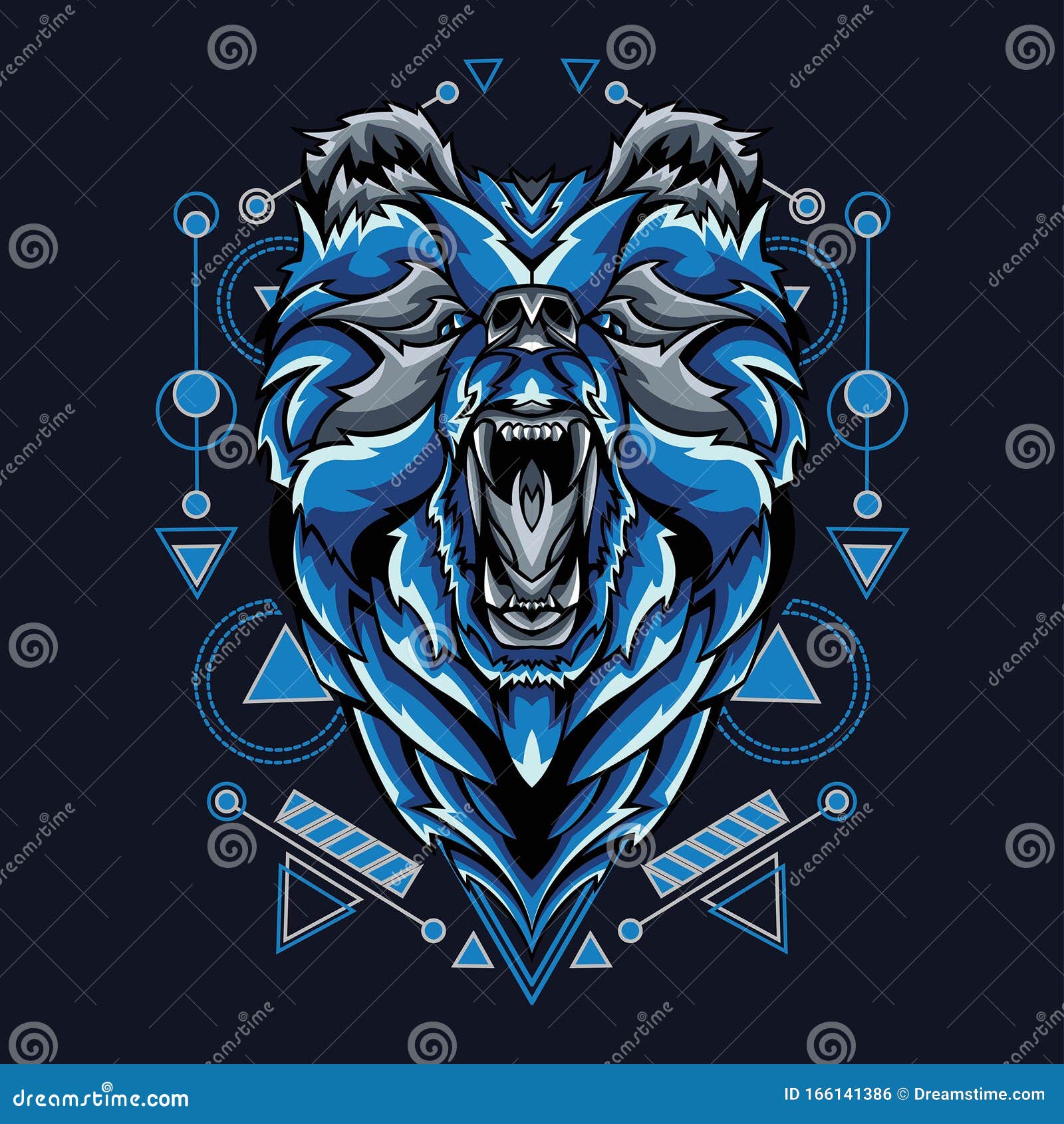 Mythical Bear with Sacred Geometry Pattren Stock Illustration ...