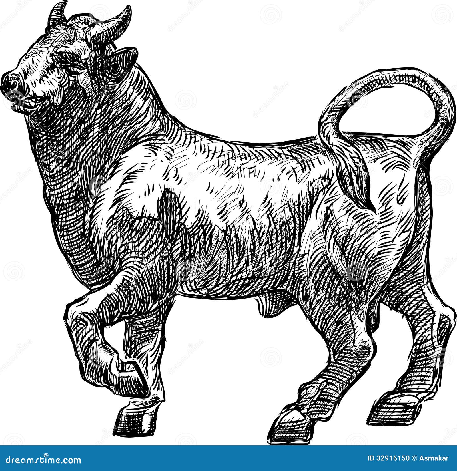 Sacred bull stock vector. Illustration of hoofed, drawn - 32916150
