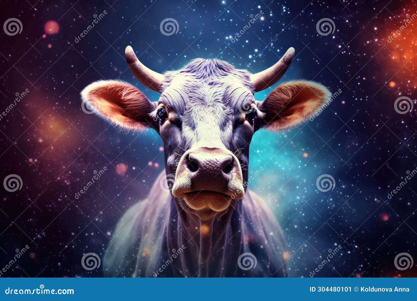 Sacred Cow on a Cosmic Background Stock Illustration - Illustration of ...