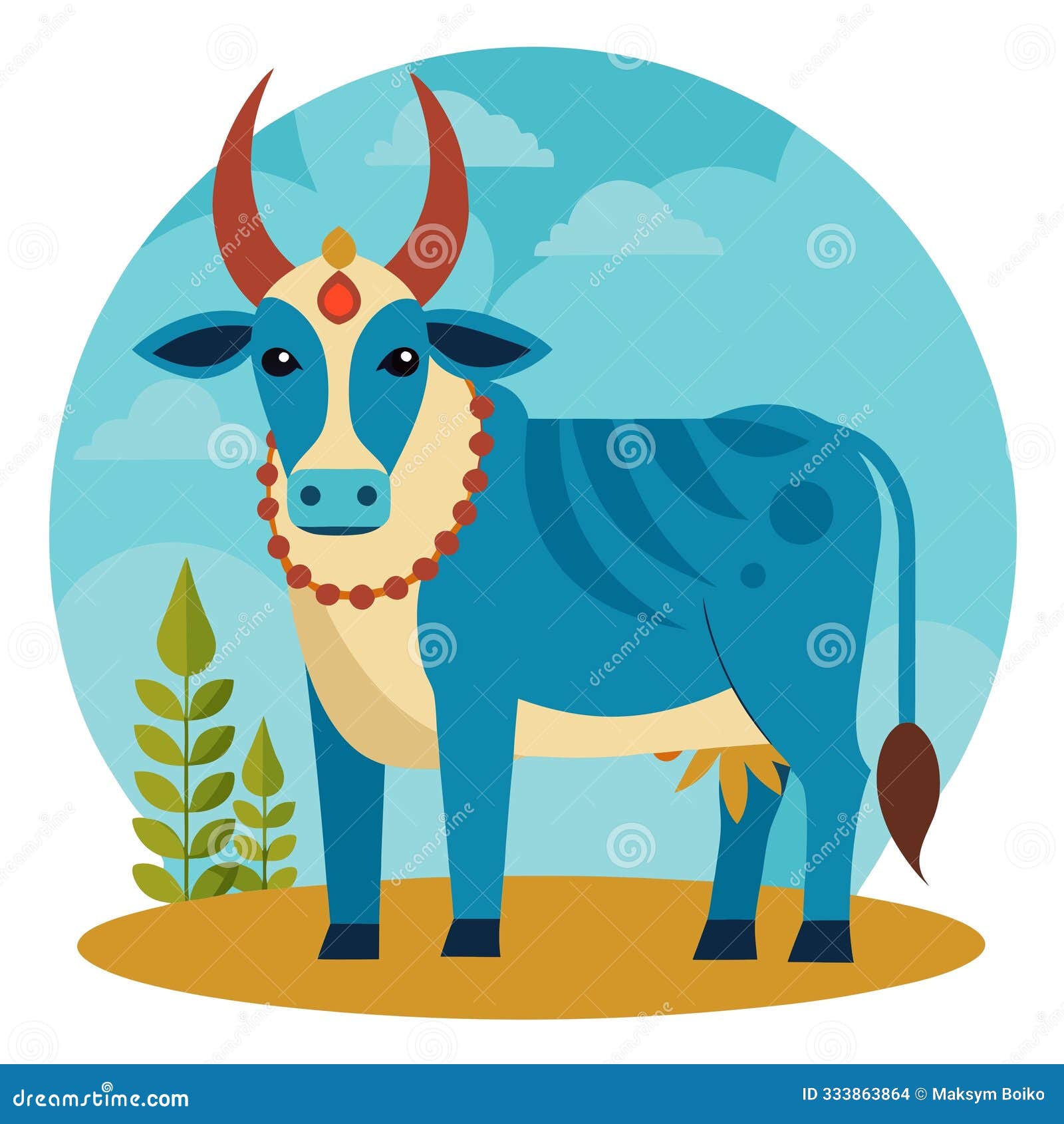 Sacred cow in India. stock vector. Illustration of muffin - 333863864