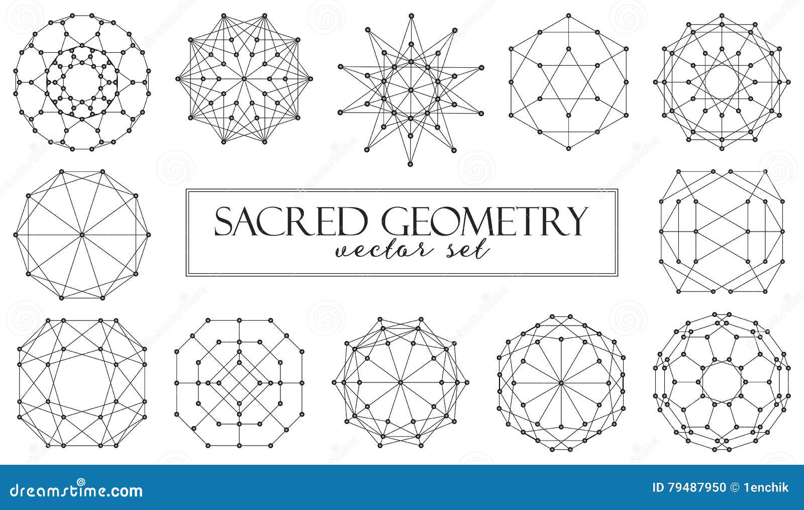 Sacred Geometry Abstract Elements Vector Set on White Background Stock ...