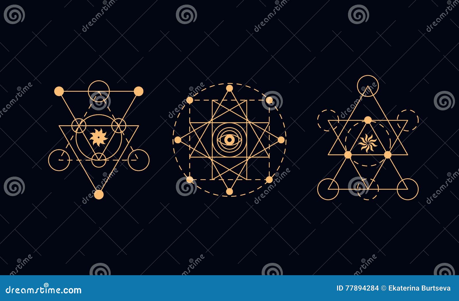 Sacred Geometry, Alchemy Symbols Stock Vector - Illustration of sign ...