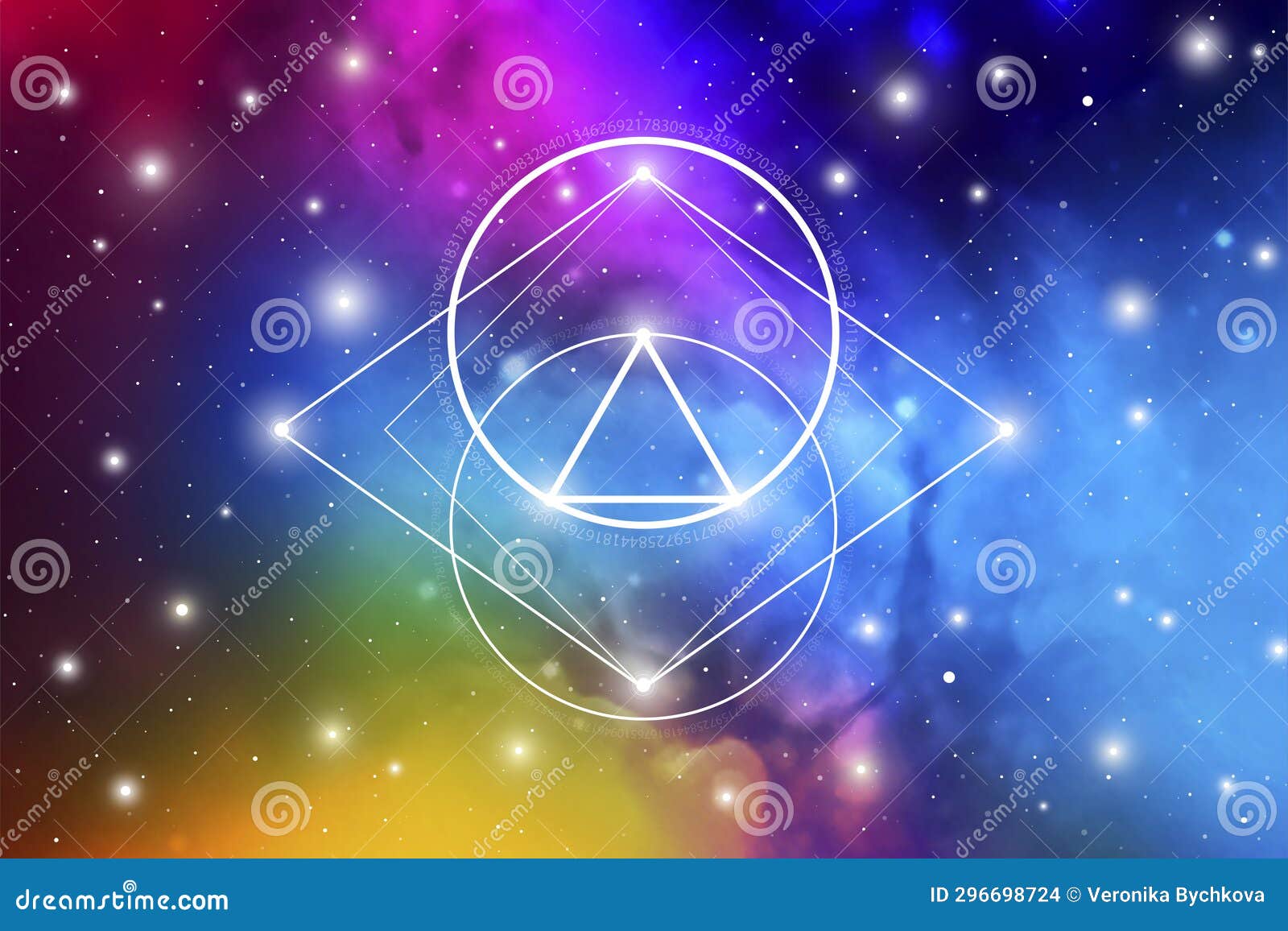 Sacred Geometry Art With Golden Ratio Numbers, Interlocking Circles ...