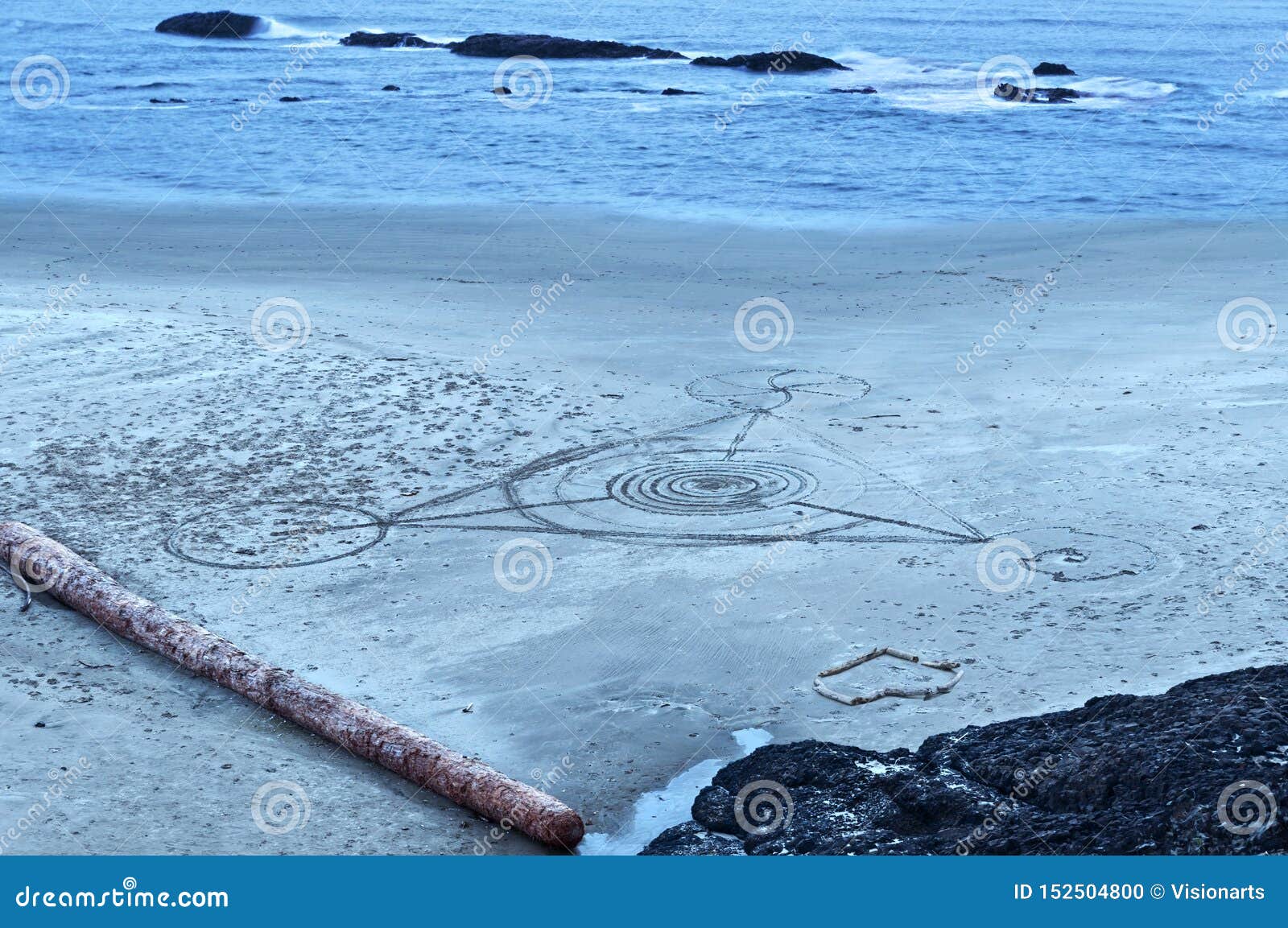 Symbols Drawn in Sand at Beach Stock Photo - Image of sacred, circle ...