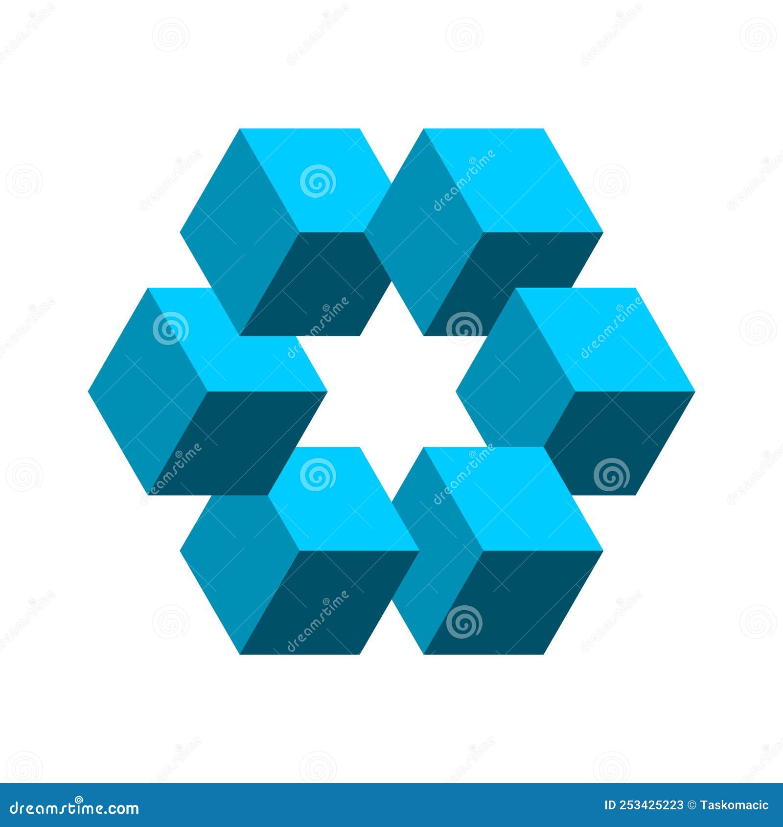 Impossible Shape Made of Cubes with a Star in the Middle. Stock Vector ...