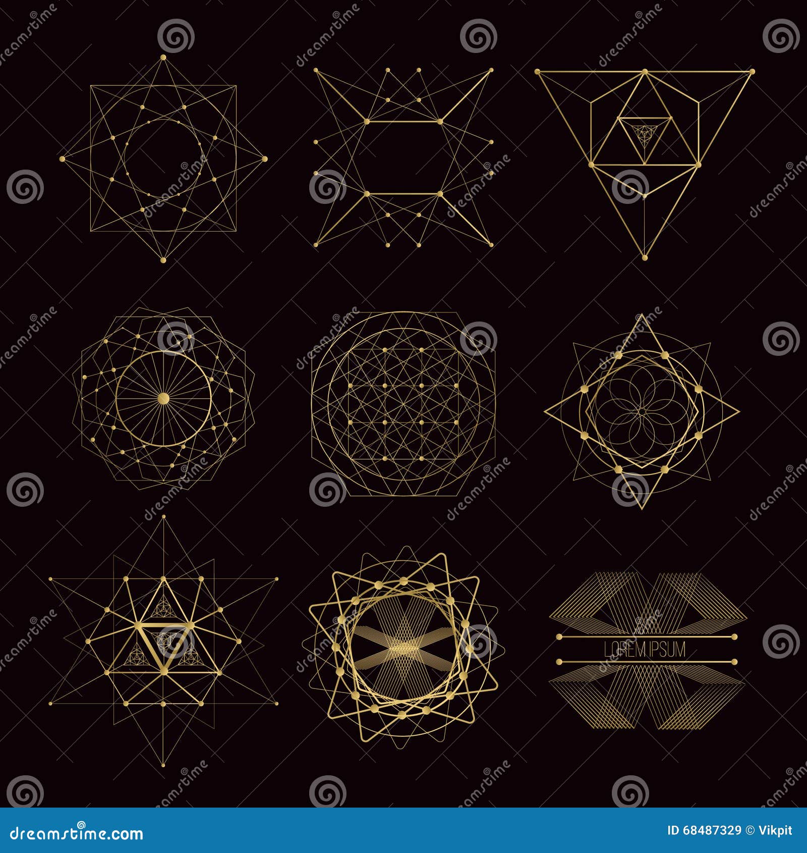 Sacred Geometry And Alchemy Symbol Sri Yantra. Hand Drawn Sketch For ...