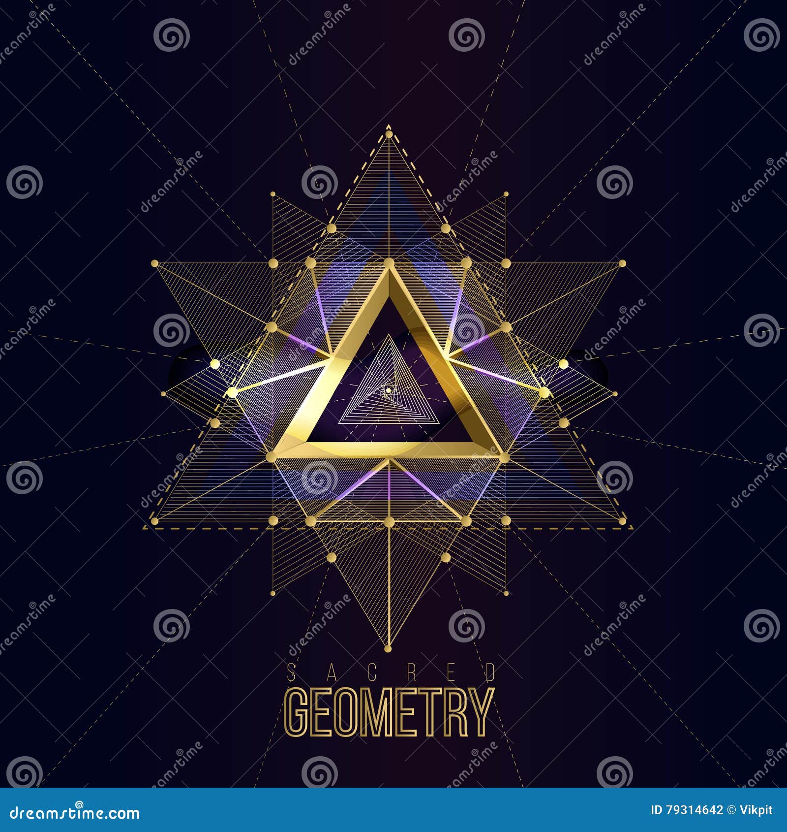 Sacred Geometry Forms on Space Background, Shapes of Gold Lines for ...