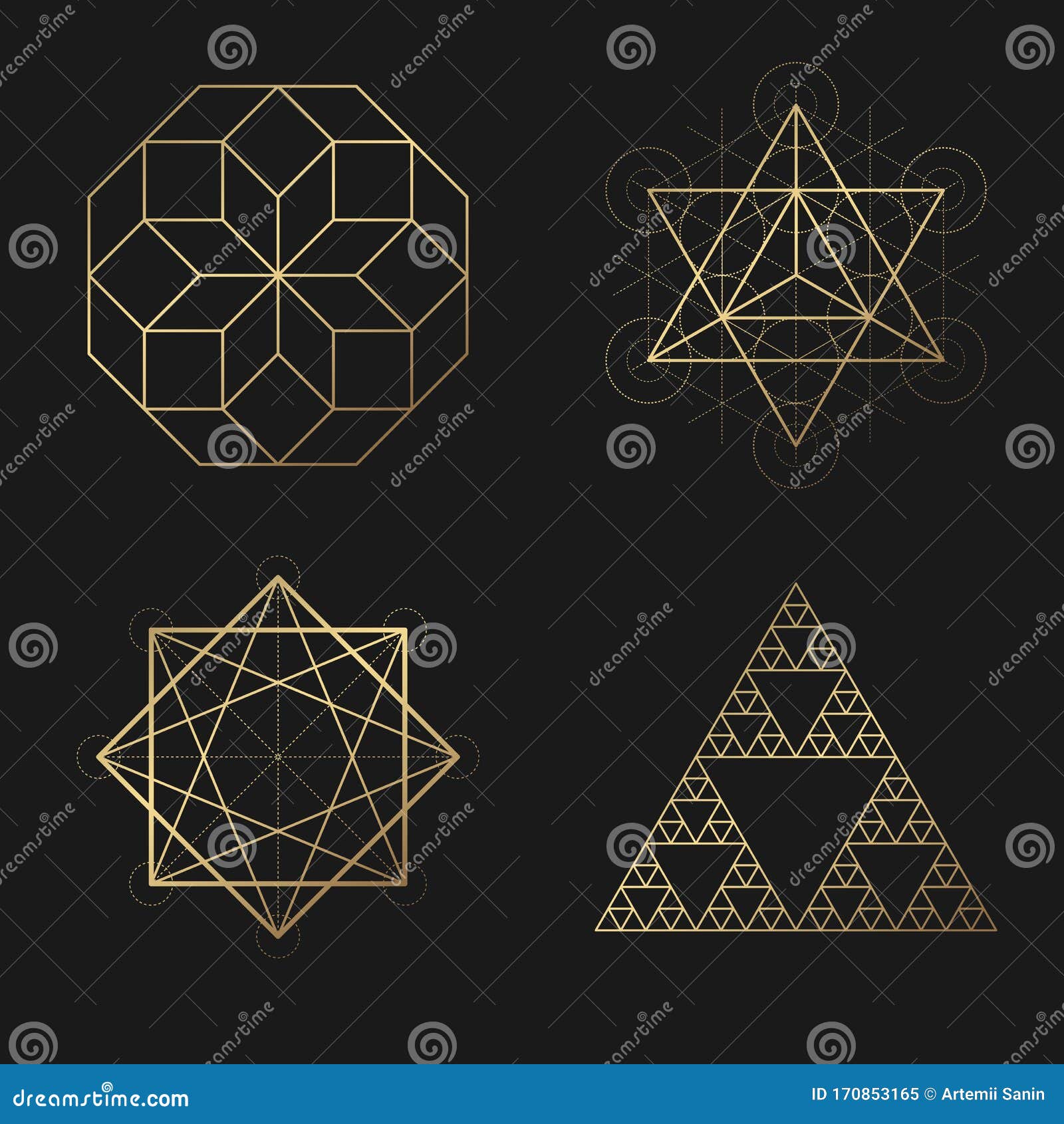 Sacred Geometry Golden Vector Design Elements Collection Stock Vector ... Sacred Geometry Golden Vector Design Elements Collection Stock Vector ...