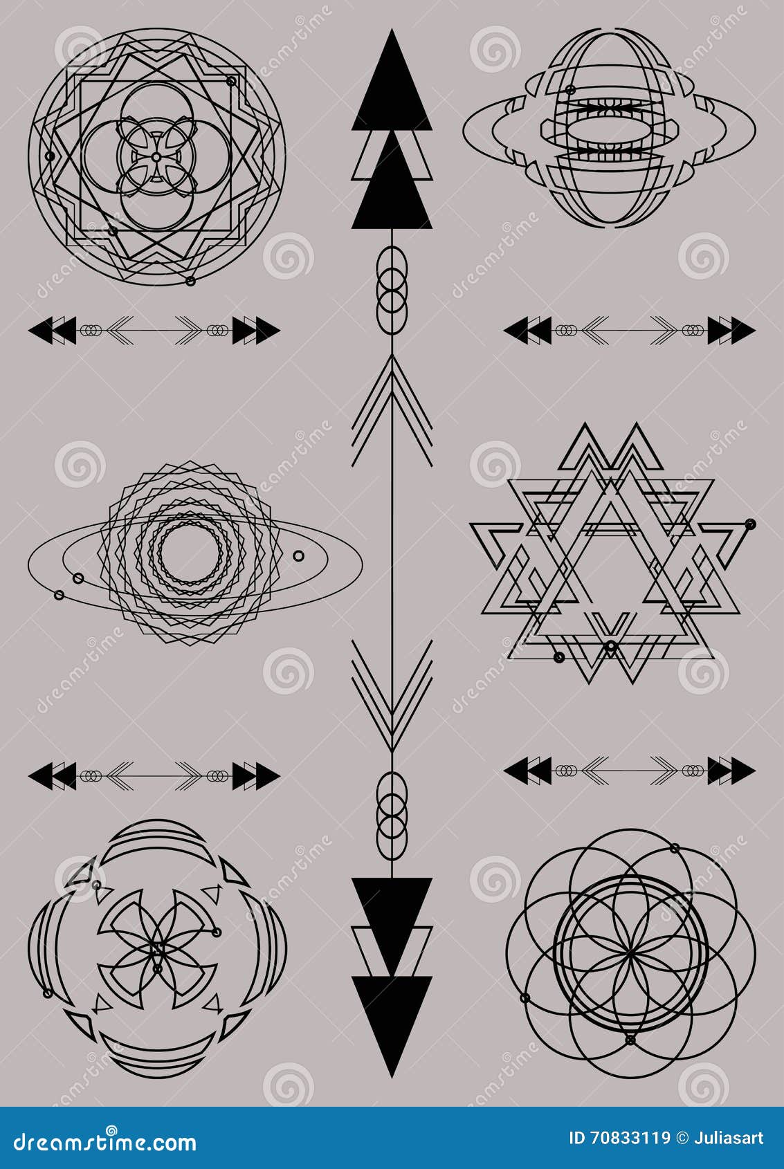 Sacred Geometry, Graphic Design Elements. Set Stock Illustration ...